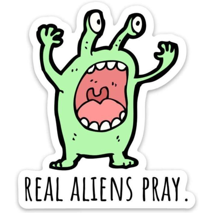 Aliens Pray Sticker – ODG Apparel